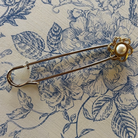 Jewelry | Upcycled Statement Pin Gold Filigree Pearl Accent | Poshmark